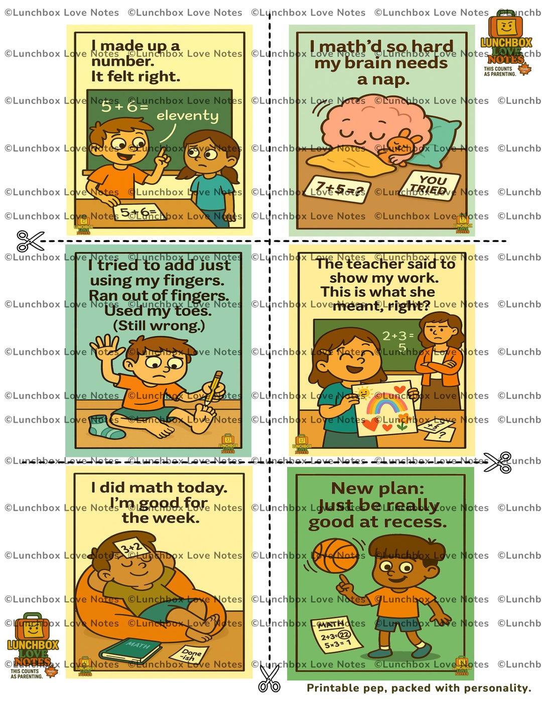 Kids Funny Math Lunchbox Notes: Printable Digital Download - Etsy