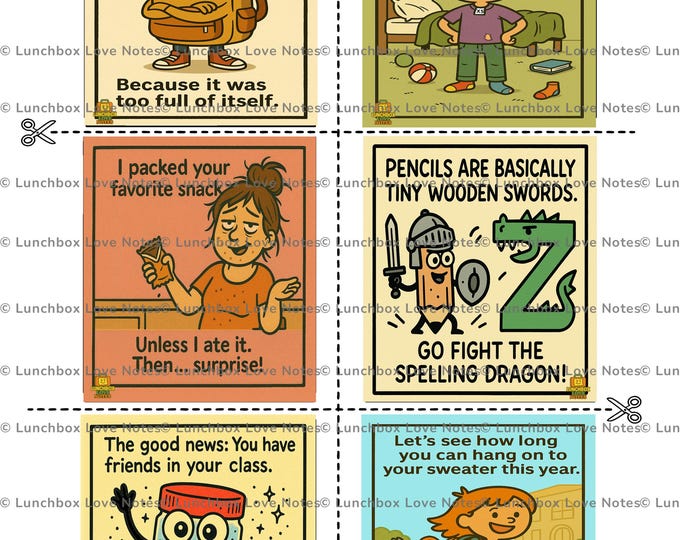 Printable Lunchbox Notes – Young Kids Motivational 6 Pack | Digital ...