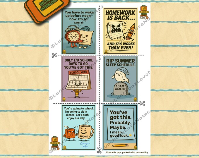 Printable Lunchbox Notes – Young Kids Motivational 6 Pack | Digital ...