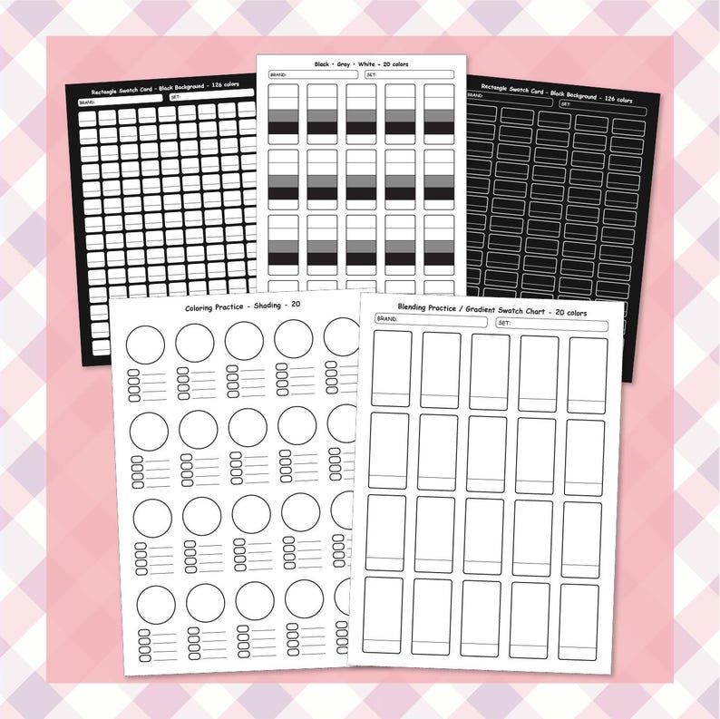 A4 Color Swatch Chart Printable: Alcohol Marker Templates (PDF Download ...