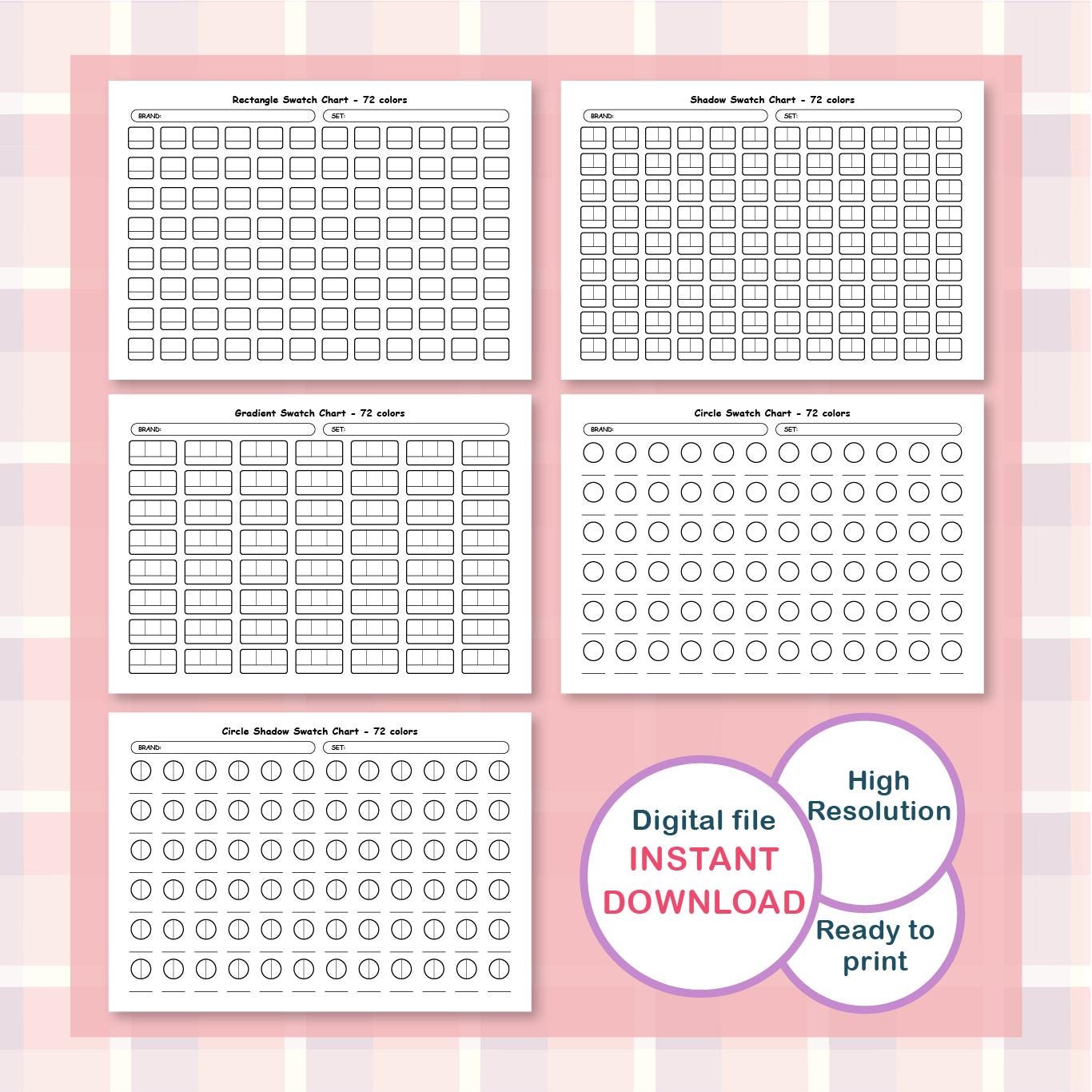 A4 Printable Coloring Swatch Chart | Alcohol Marker Color Sheet ...