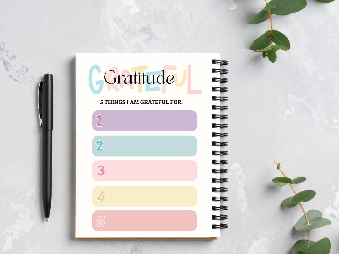 Gratitude Journal Template Printable, 5 Things I Am Grateful For ...