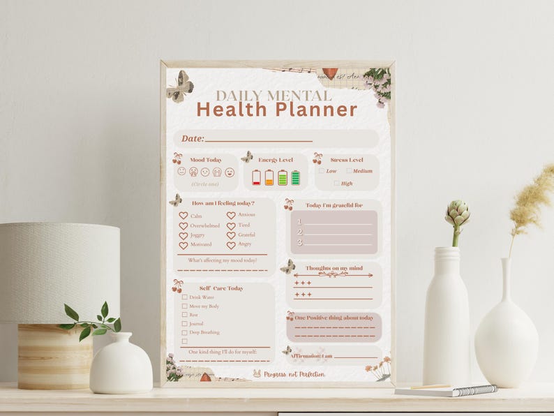 Daily Mental Health Planner Printable | Self Care Planner for Women ...