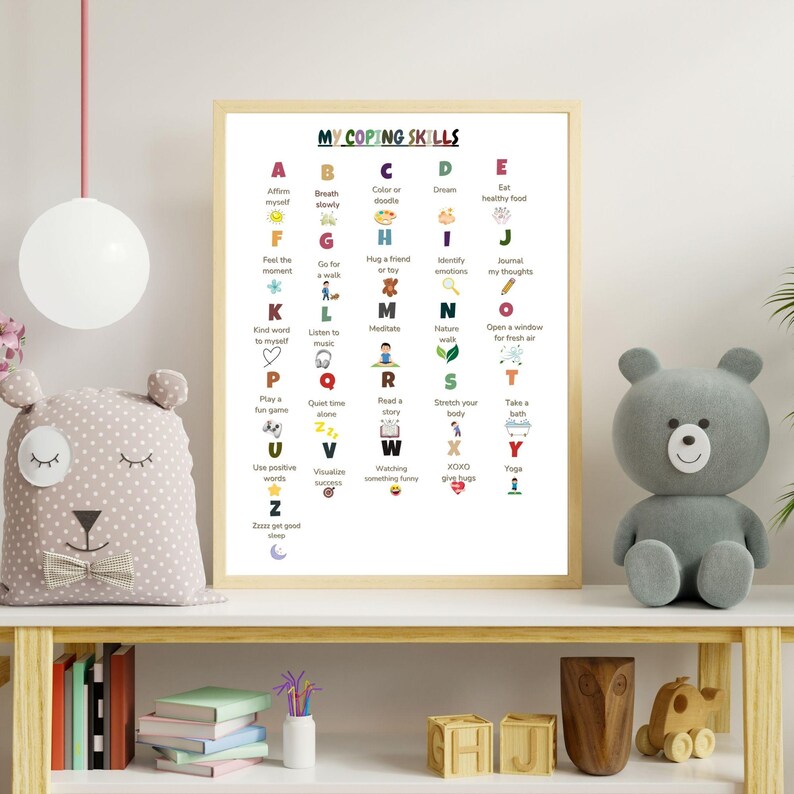 Coping Skills A-Z Poster, Emotional Regulation, Therapy Decor (digital ...