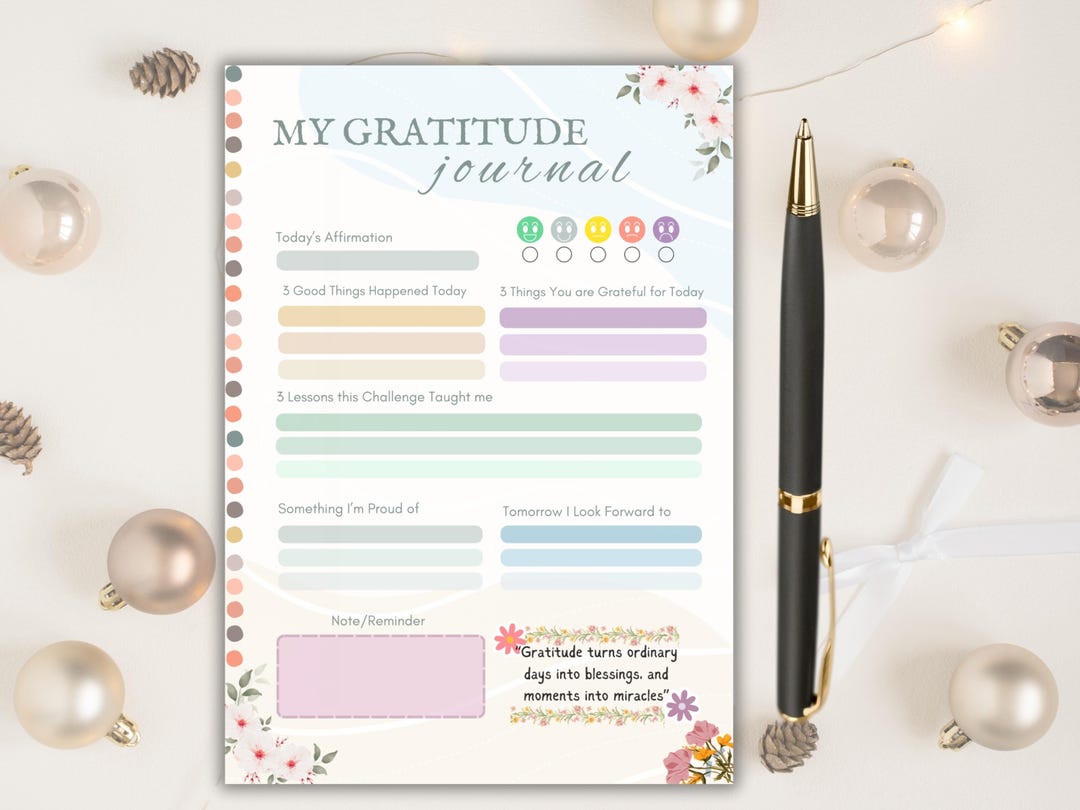 Mon journal de gratitude imprimable – Modèle d'affirmation et de ...