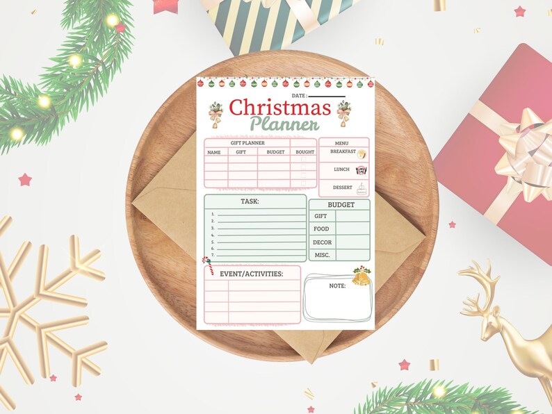 Christmas Planner Printable , Holiday Organizer Sheet , Gift, Budget ...