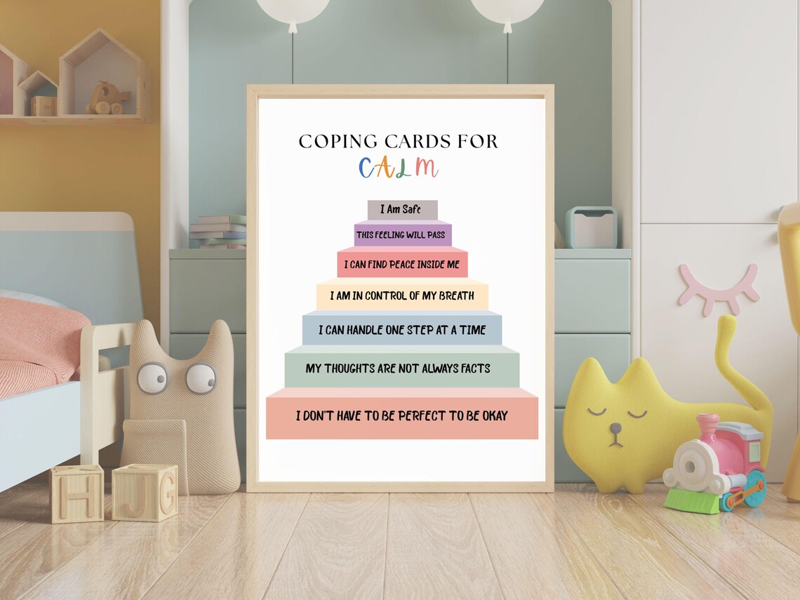 Calm Coping Cards Poster, Emotional Support Art for Kids, Printable ...