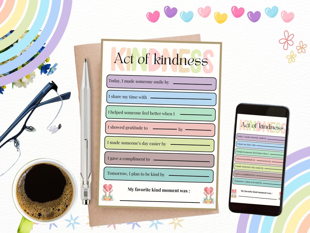 Acts of Kindness Reflection Poster, Calm Down Therapy , Mindfulness ...