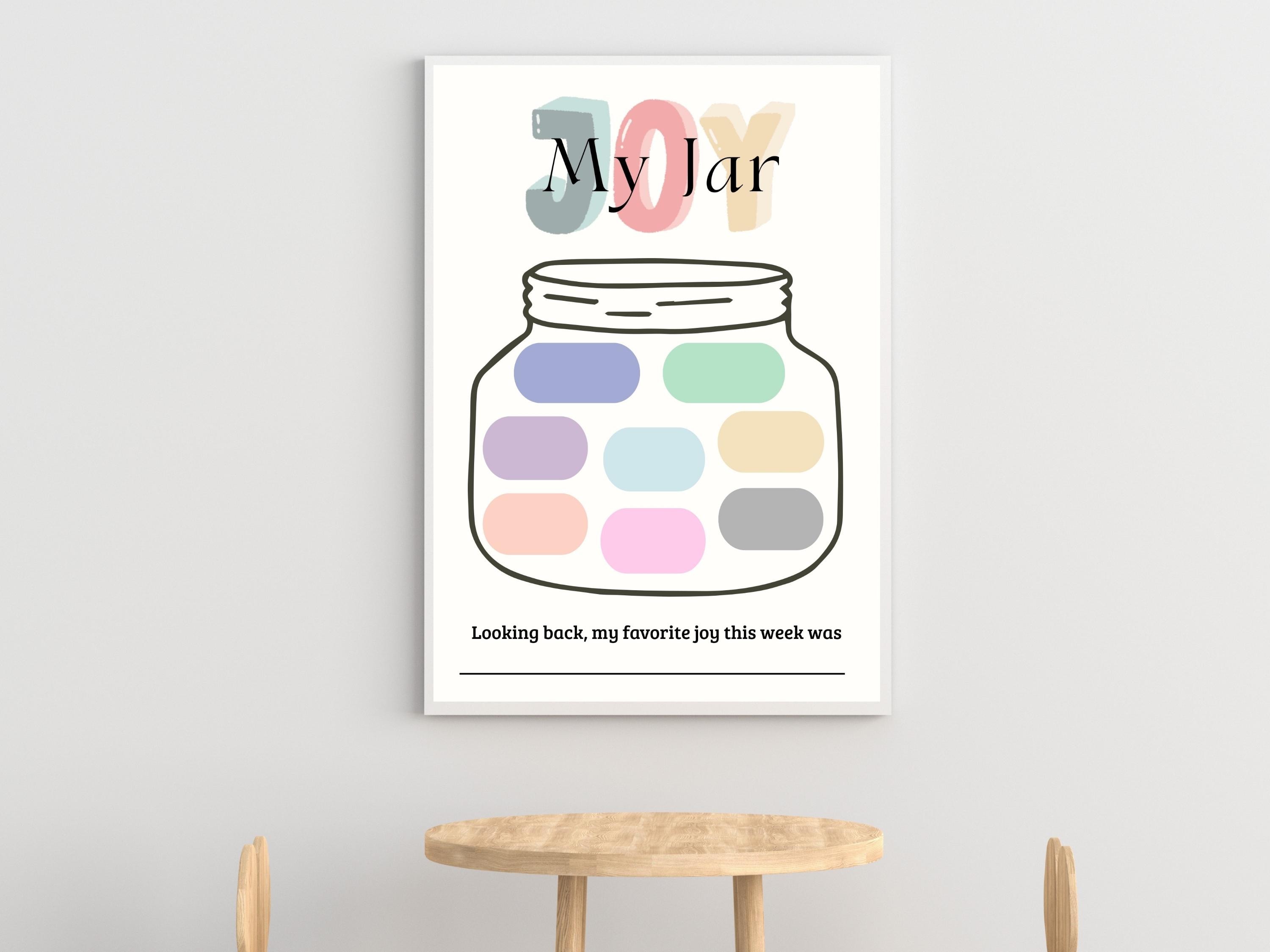 Kids Joy Jar Printable, Gratitude Poster, Happiness Reflection Wall Art ...