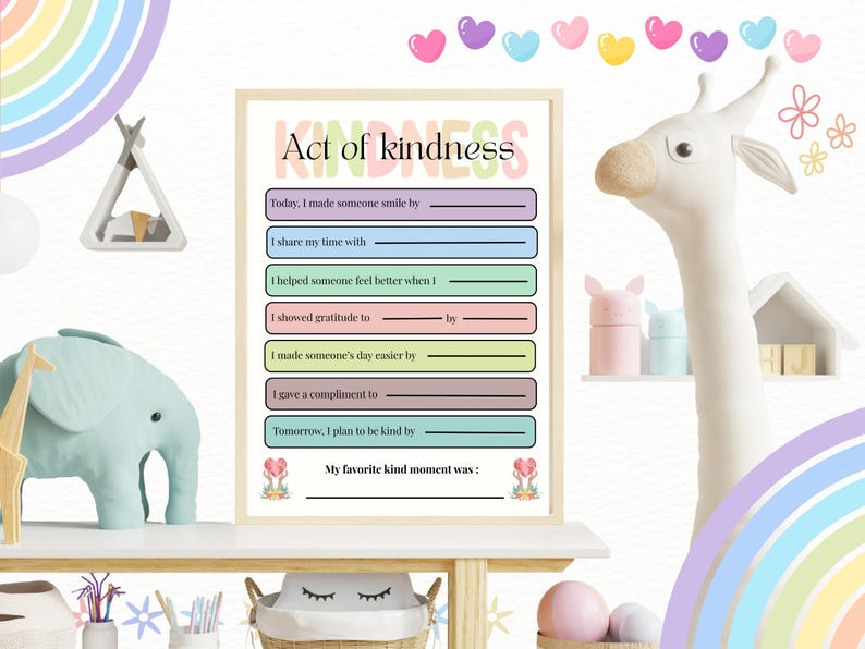 Acts of Kindness Reflection Poster, Calm Down Therapy , Mindfulness ...