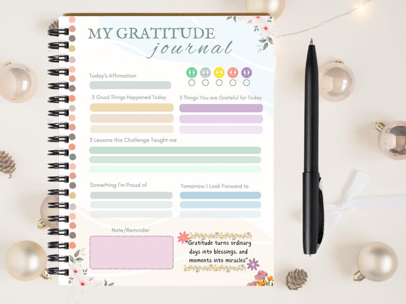 Mon journal de gratitude imprimable – Modèle d'affirmation et de ...