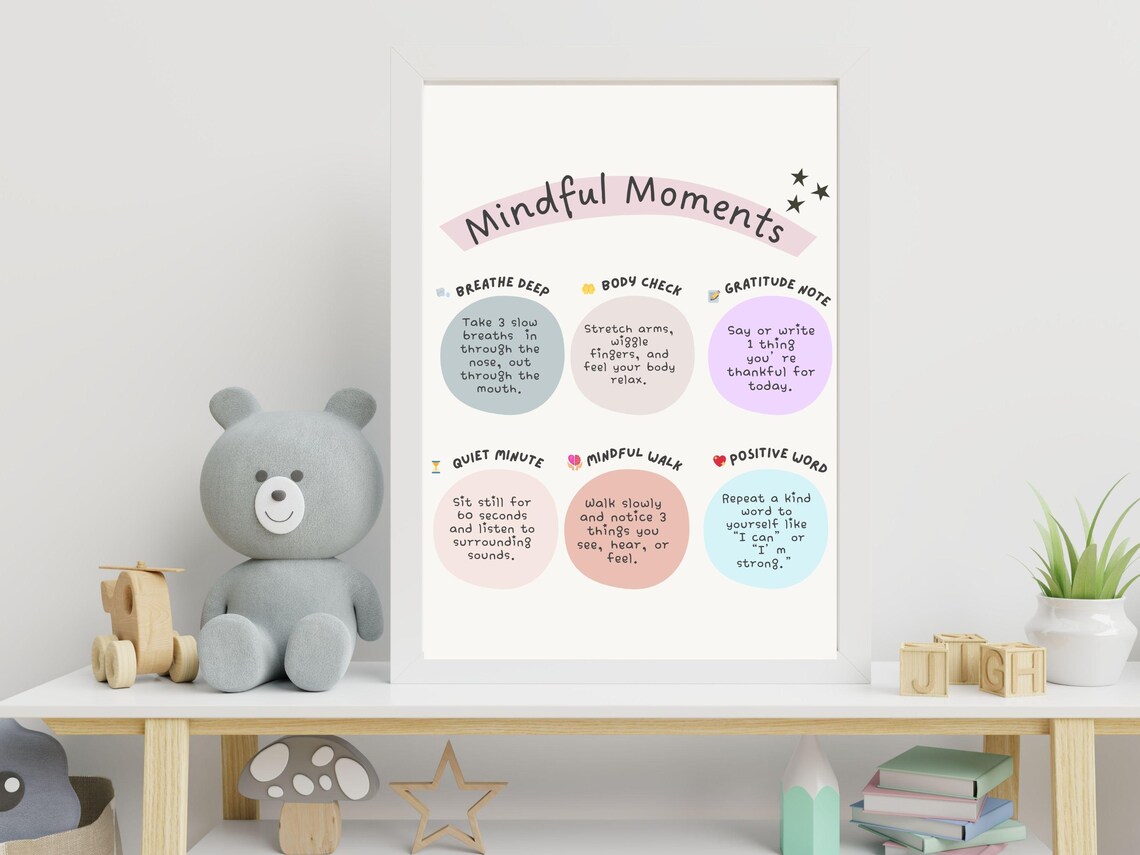 ADHD Mindful Moments Poster, Kids Mindfulness Poster, ADHD Support ...