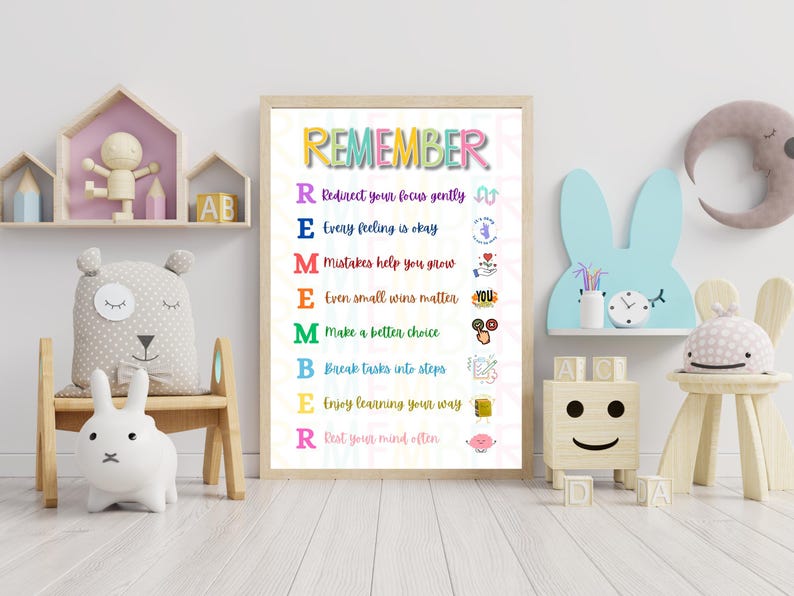 REMEMBER Kids Affirmation Poster , ADHD Therapy , Office Decor, Anxiety ...