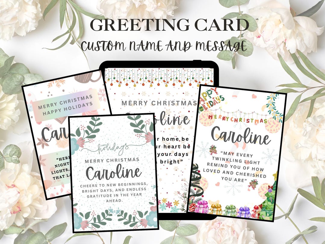 Custom Greeting Card, Personalized Name and Message Card , 4 Designs ...