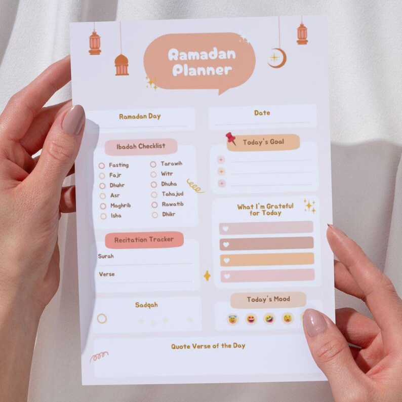 Ramadan Planner Printable, Daily Ibadah Checklist, Salah & Quran ...