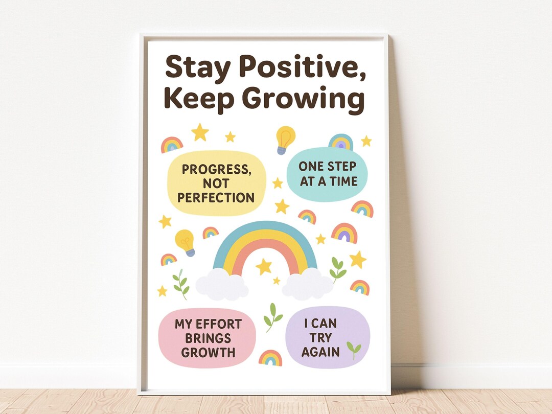 Keep Growing Poster for Kids , Positive Affirmation, Growth Mindset ...