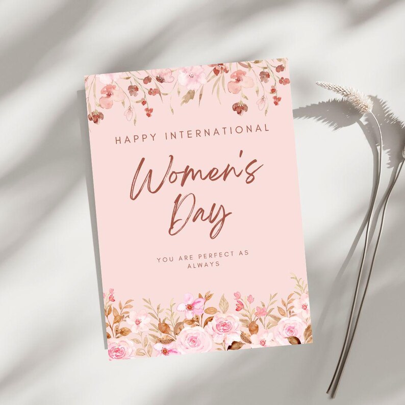 Floral International Women's Day Card, Printable Greeting Card (PDF ...