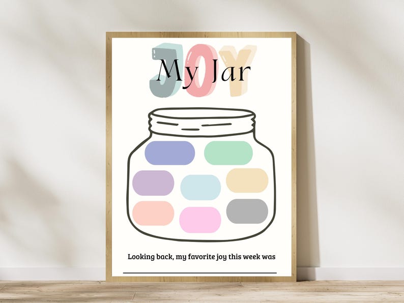 Kids Joy Jar Printable, Gratitude Poster, Happiness Reflection Wall Art ...