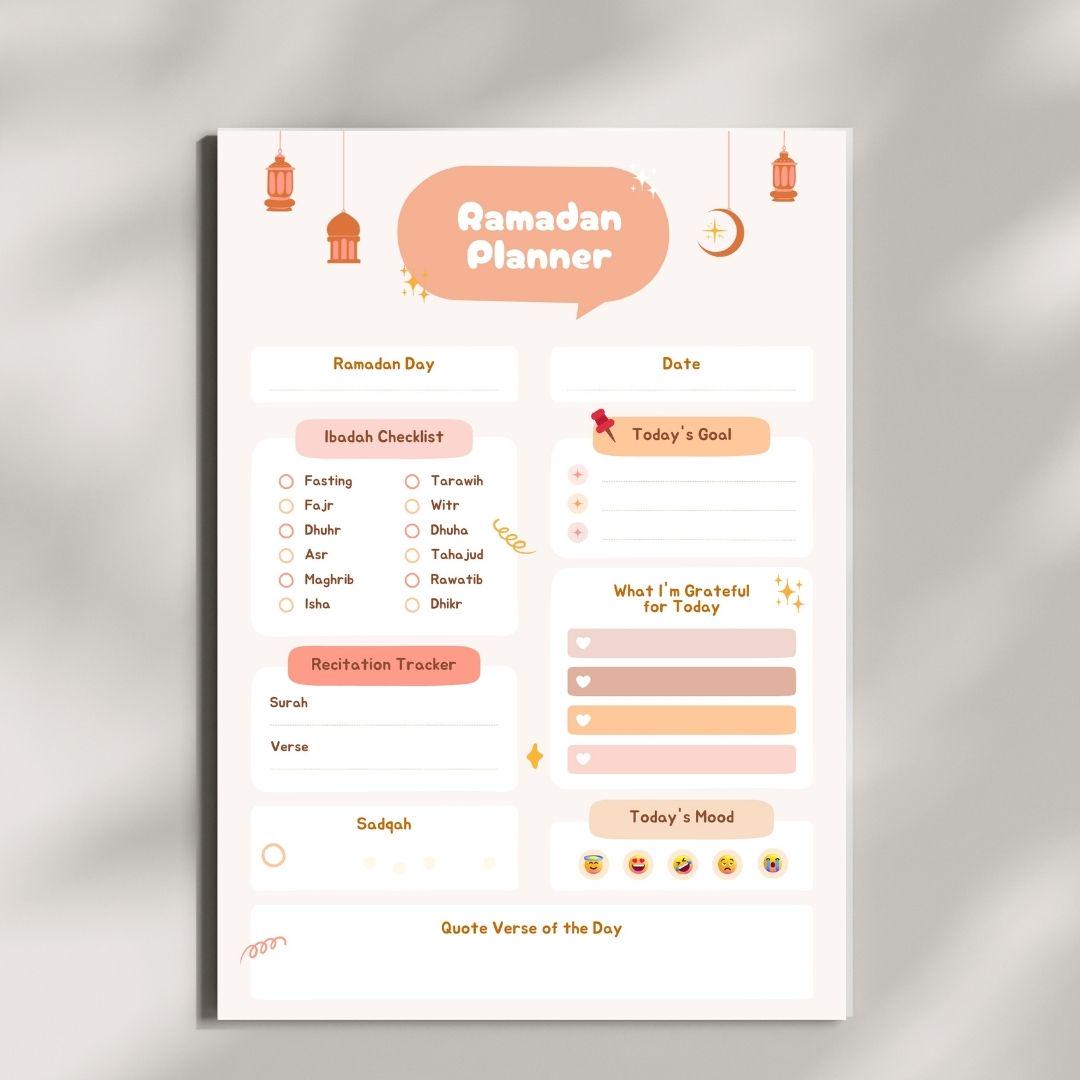 Ramadan Planner Printable, Daily Ibadah Checklist, Salah & Quran ...