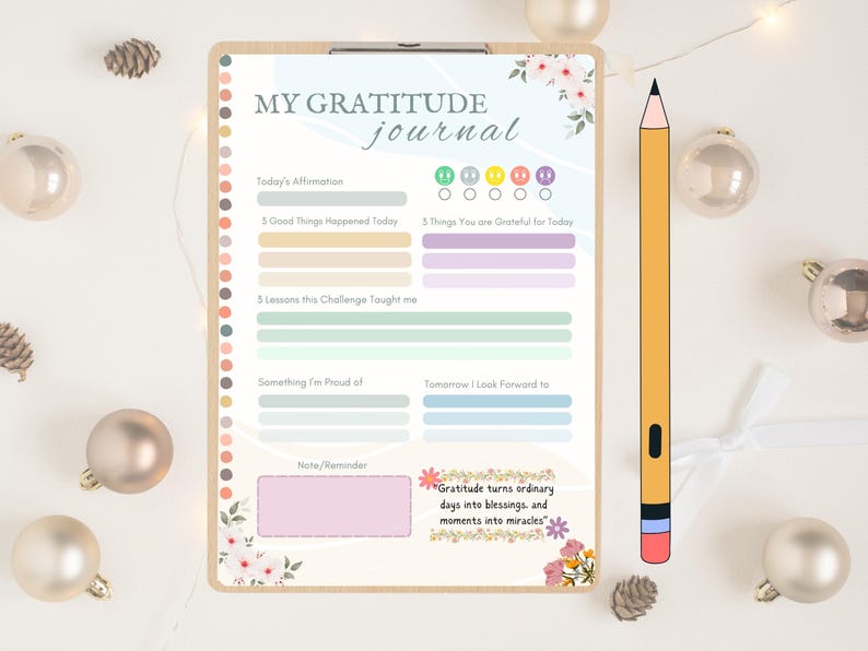 Mon journal de gratitude imprimable – Modèle d'affirmation et de ...