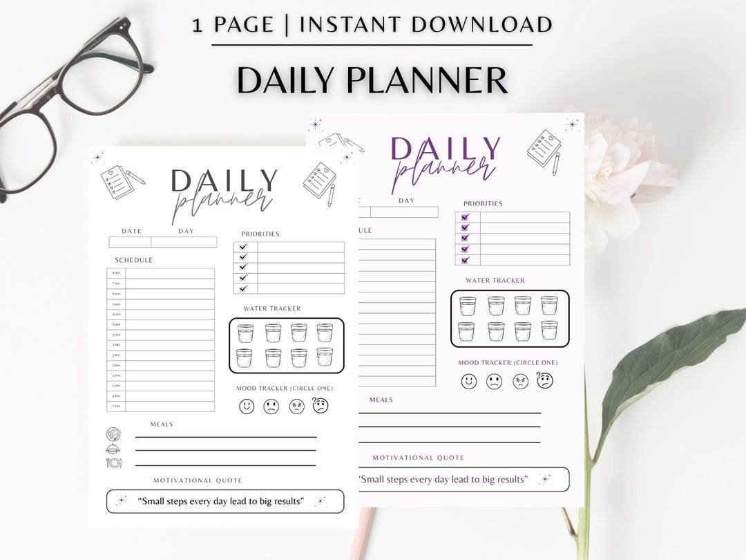 Editable Daily Planner Template PDF, PNG | Simple, Minimalist Planner ...