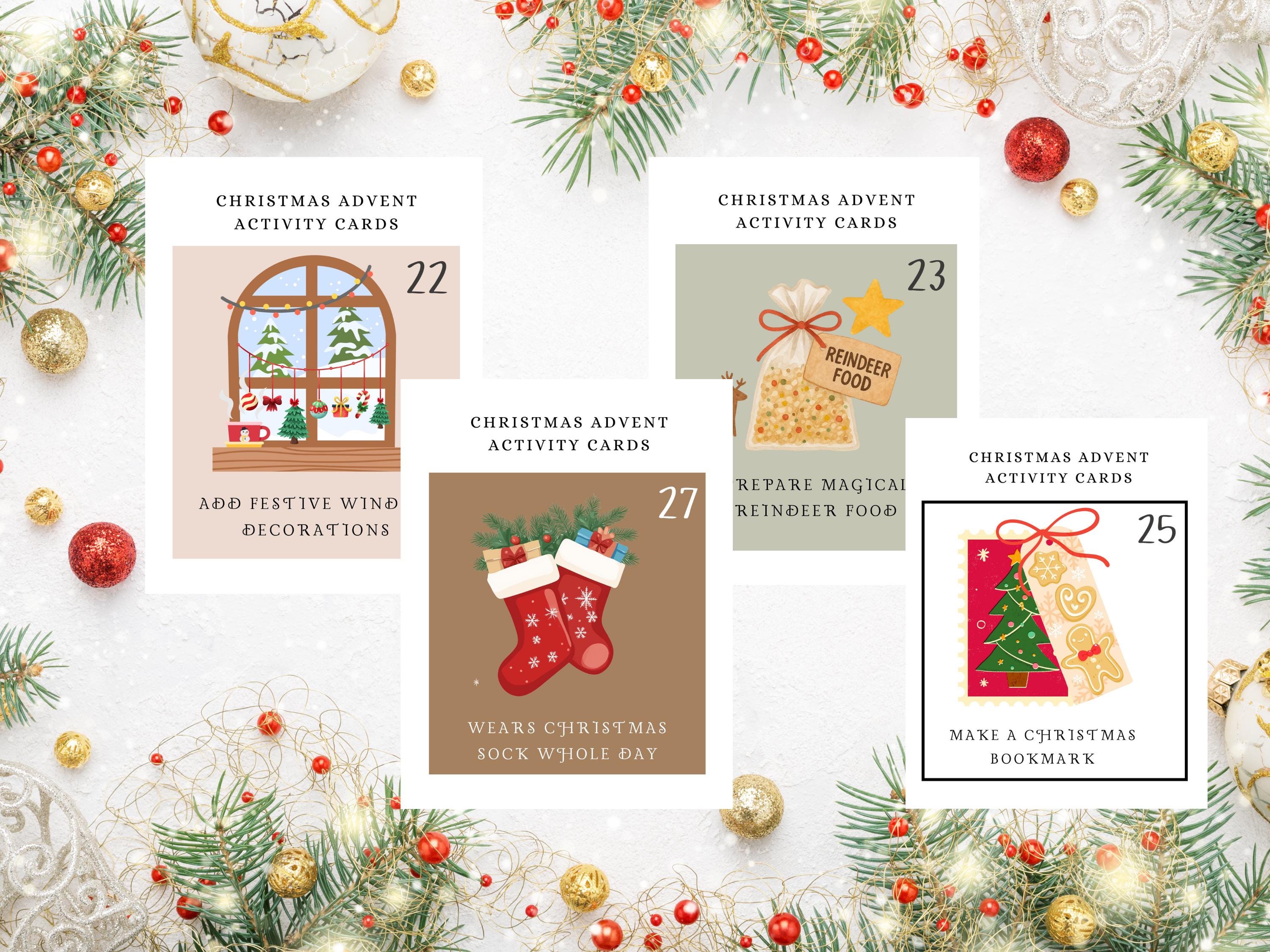 30 Editable Christmas Advent Activity Cards, Instant Download, Advent ...