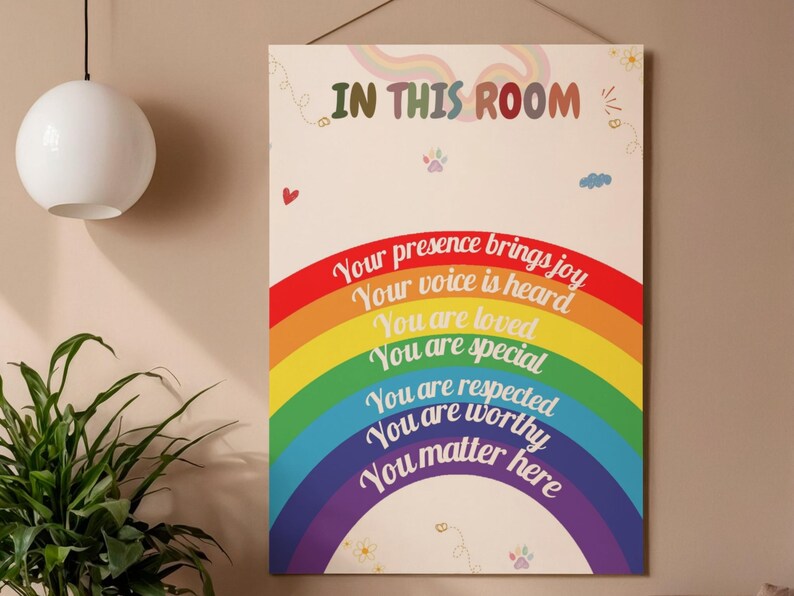 In This Room Poster , Classroom Rainbow Affirmation Print ,calm Therapy ...