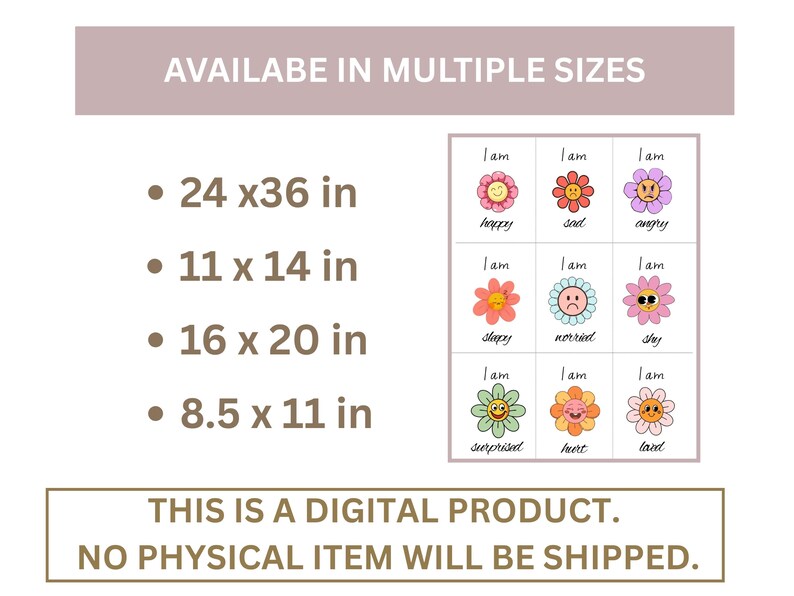 Feelings and Emotions Poster for Kids , Flower Emotion Chart Printable ...