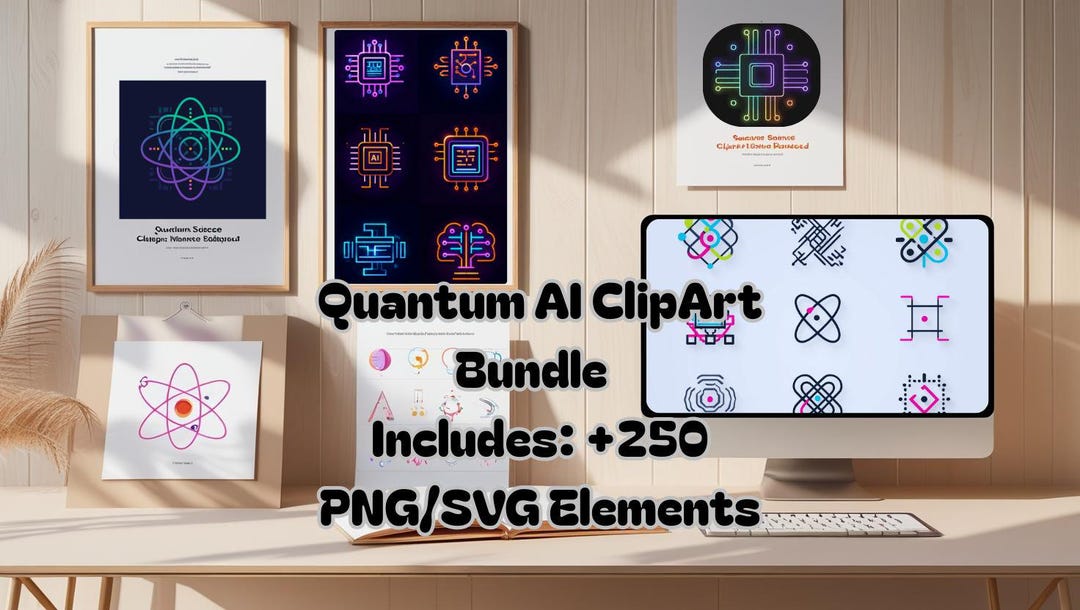 Quantum AI Clipart Bundle – 250+ Png & Svg Files | Qubits, Logic Gates ...