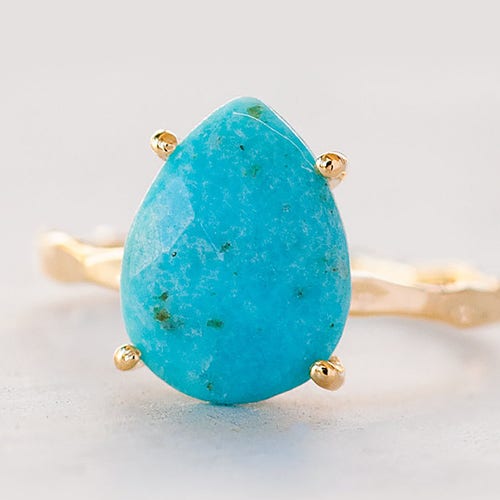 Turquoise Ring Gold December Birthstone Ring Gem Ring - Etsy Canada