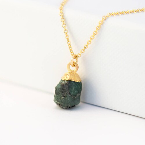 May Birthstone Personalized Necklace Emerald Necklace Gold - Etsy