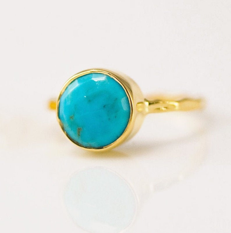 Natural Turquoise Ring, December Birthstone, Boho Chic, Solitaire ...