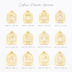 18K Gold Zodiac Sign Tag, Chunky Curb Chain Necklace Toggle, Rectangle Zodiac Pendant, Astrology ...
