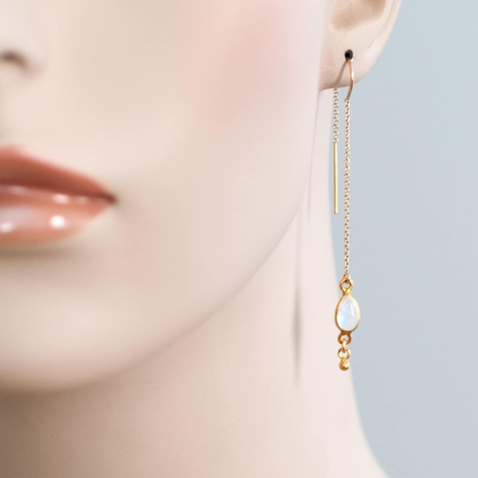 Opal Earrings - Ear Thread Earrings - Ear Threader Earrings - Minimal ...