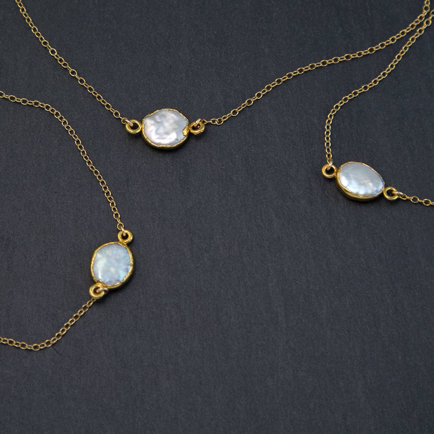 Dainty Pearl Necklace Simple Bridal Jewelry 14k Gold Filled | Etsy