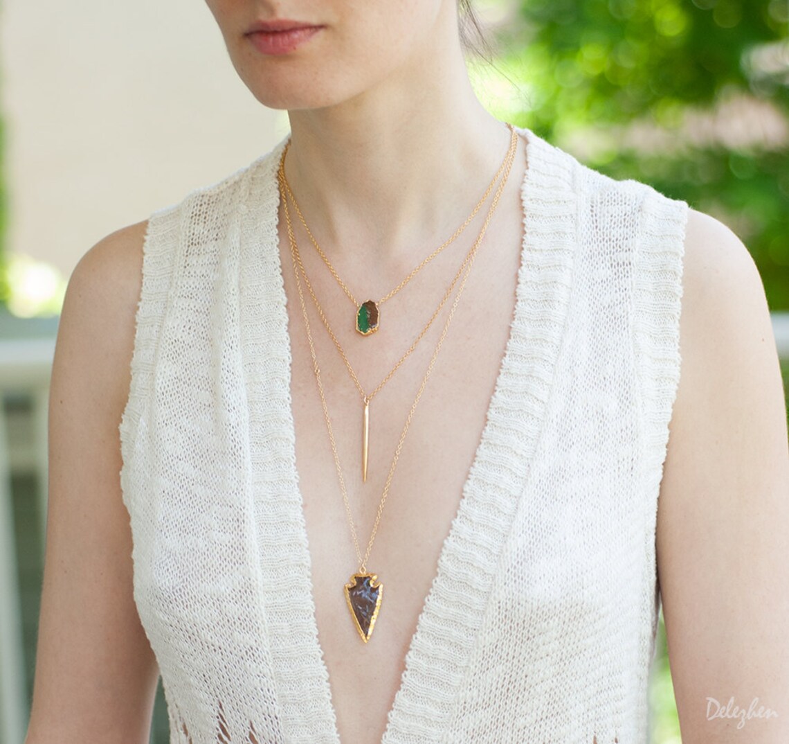 Needle Spike Necklace Layering Necklace Minimalist Jewelry - Etsy