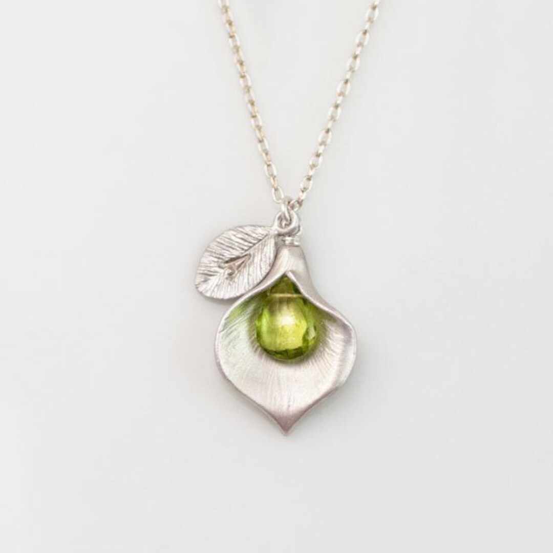 Peridot Birthstone Necklace, August Birthday Gift, Custom Initial Mom ...
