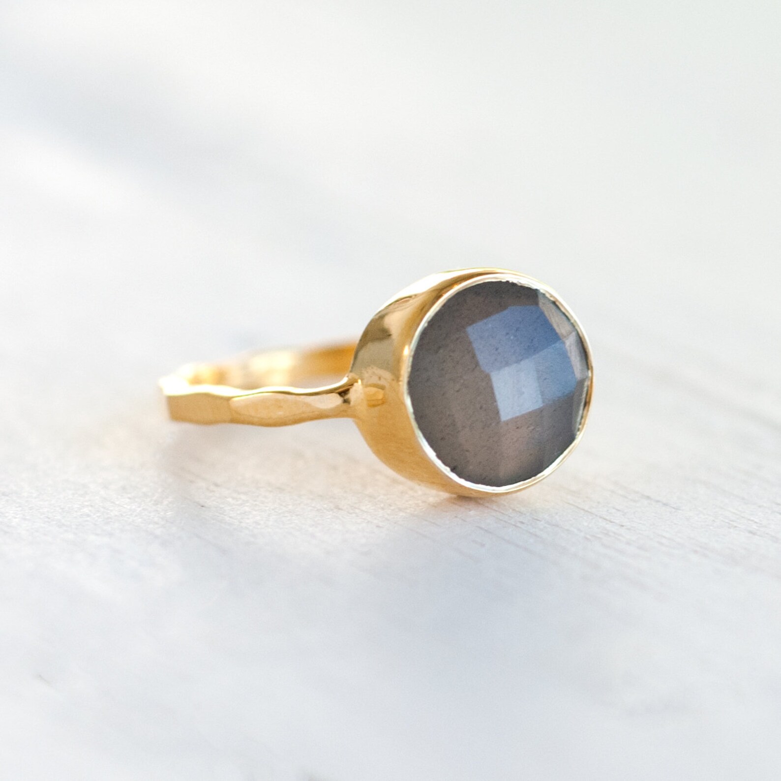 Natural Grey Moonstone Ring, Celestial Jewelry, Gold Vermeil Stacking ...