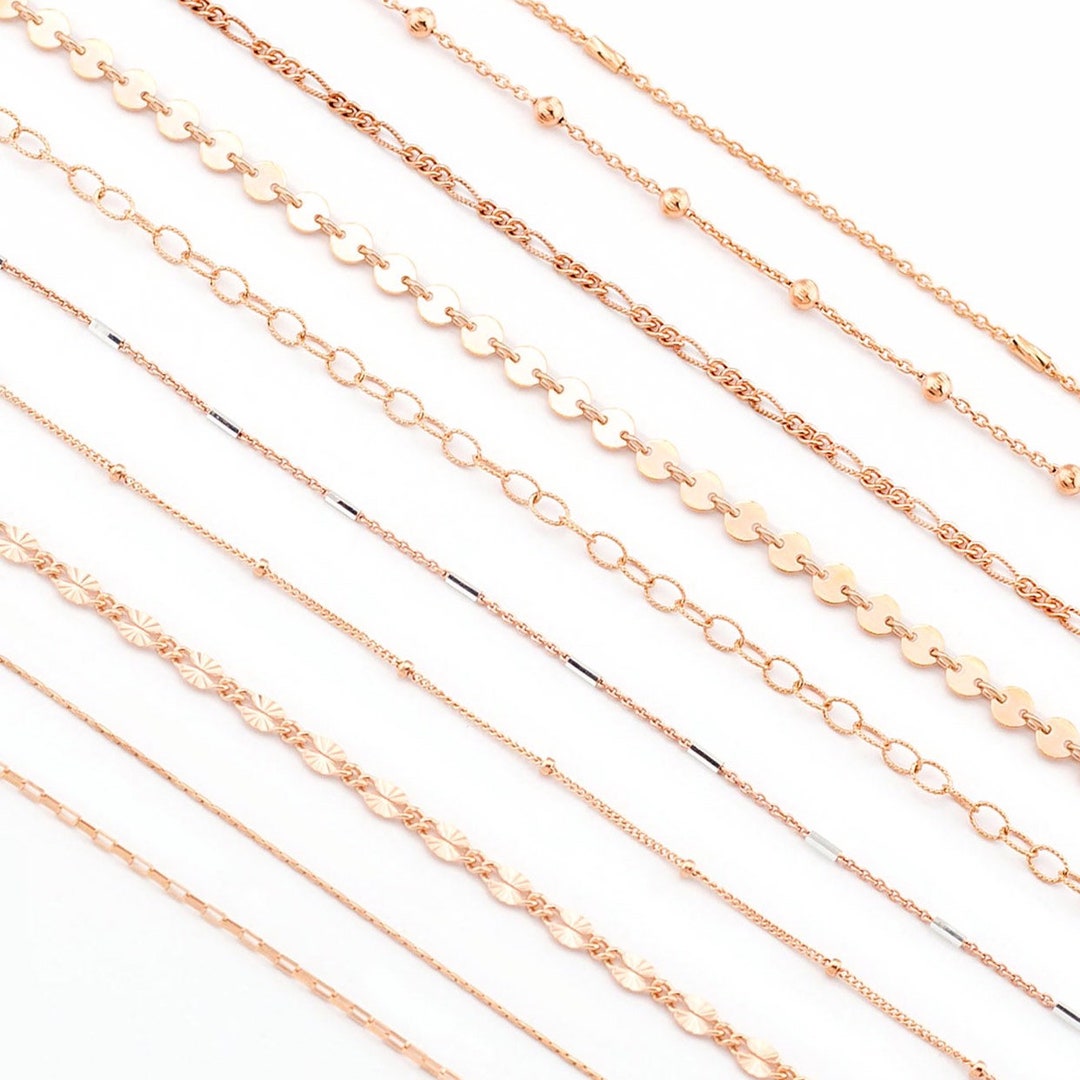 Simple Rose Gold Chain Bracelet, Minimalist Rose Gold Necklace ...