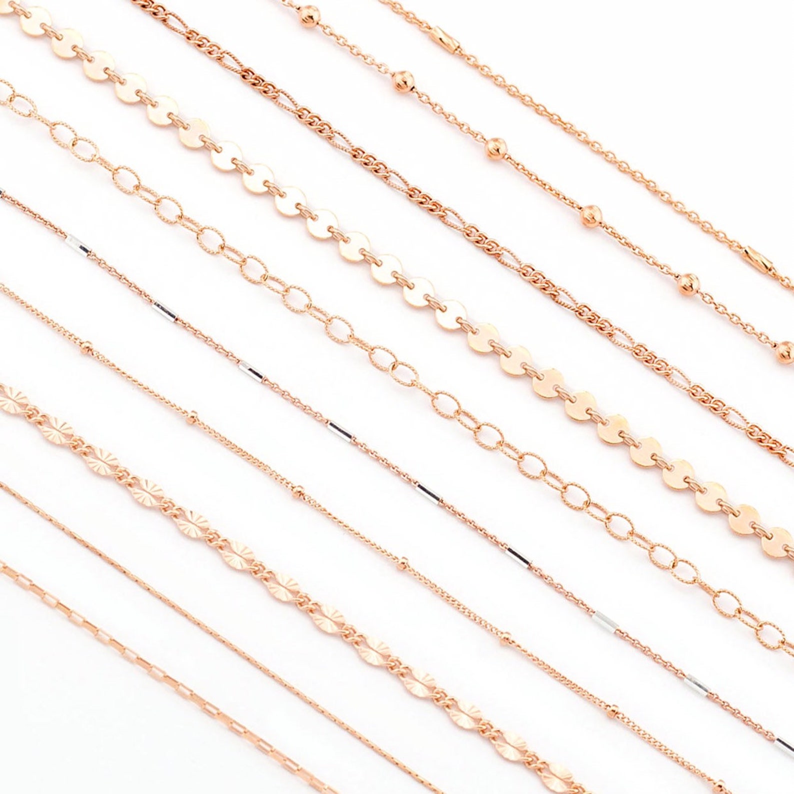 Simple Rose Gold Chain Bracelet, Minimalist Rose Gold Necklace ...