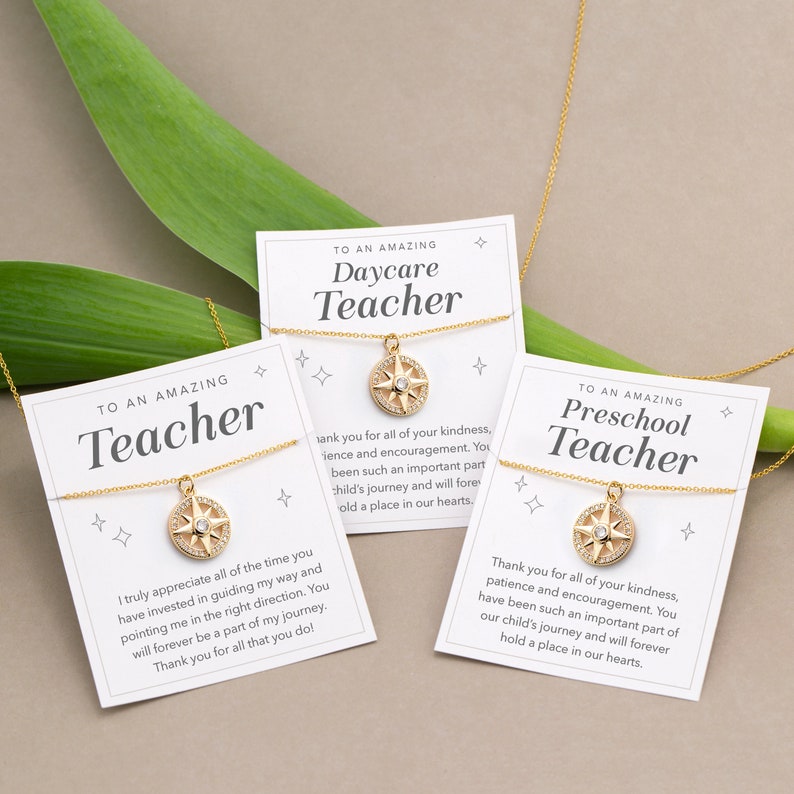 Daycare Teacher Gift, Teacher Appreciation Gift Necklace With Card ...