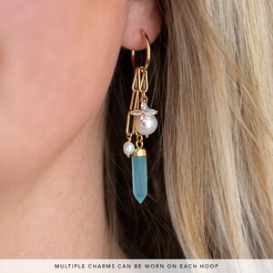 Dainty Charm Hoops, Build Your Own Earring Set, Pearl Raw Crystal ...