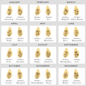 Dainty Birth Flower Earrings, Personalized December Birthday Gift ...