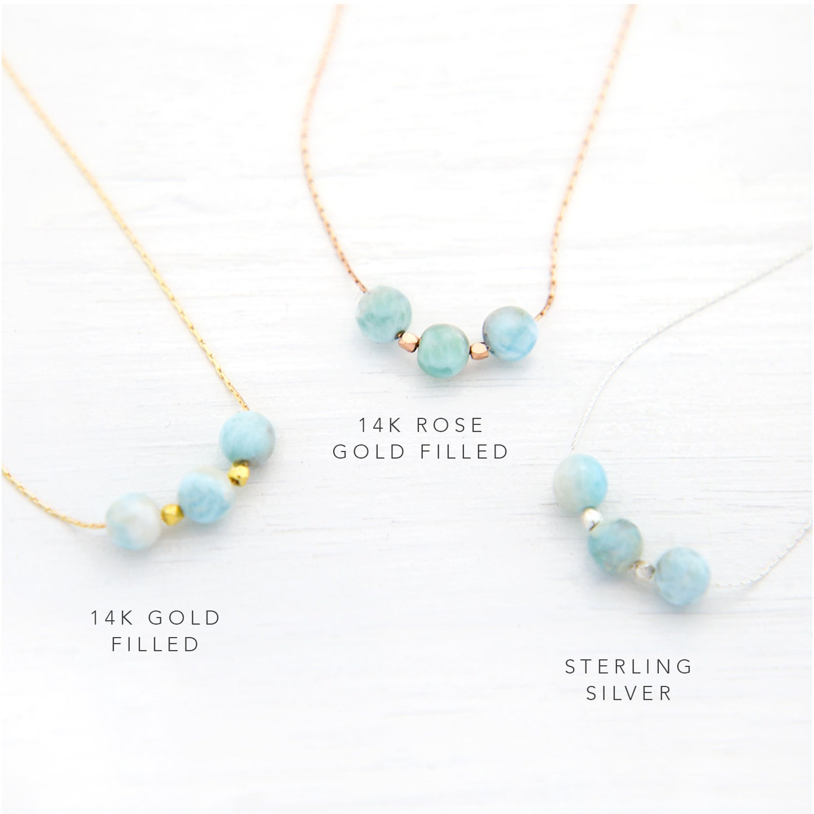 Simple Gemstone Necklace Sterling Silver Rose Gold Gold - Etsy