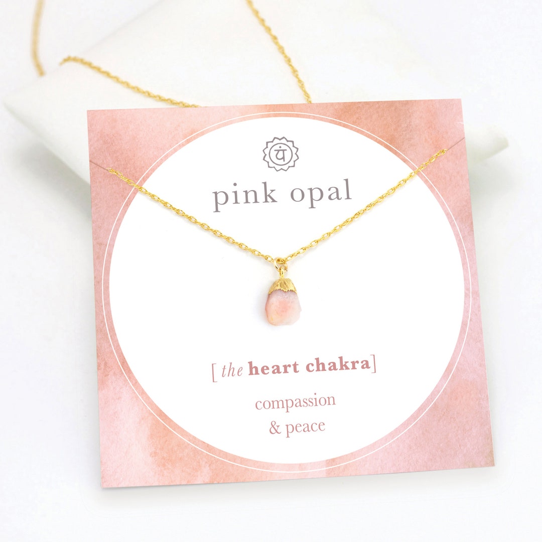 Dainty Pink Opal Crystal Necklace, Tranquility Positive Jewelry ...