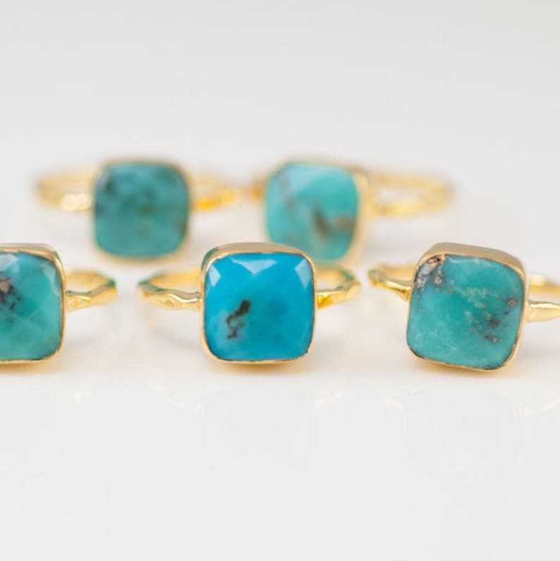 Turquoise Ring Gold December Birthstone Ring Gem Ring - Etsy Canada