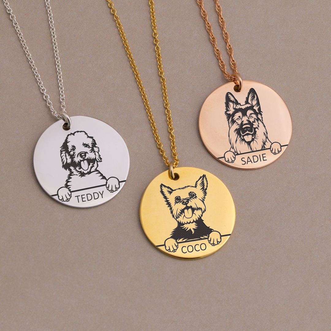 Custom Necklace for Dog Mom, Jewelry Custom Dog Charm Necklace, Rose ...