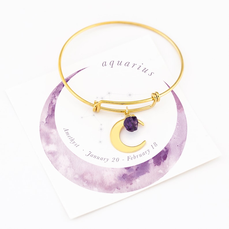 Libra Rose Quartz Moon Bangle Raw Crystal October Birthstone - Etsy