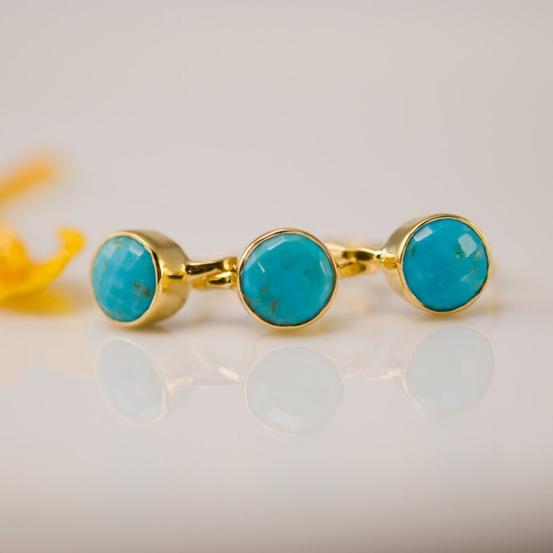 Natural Turquoise Ring, December Birthstone, Boho Chic, Solitaire ...