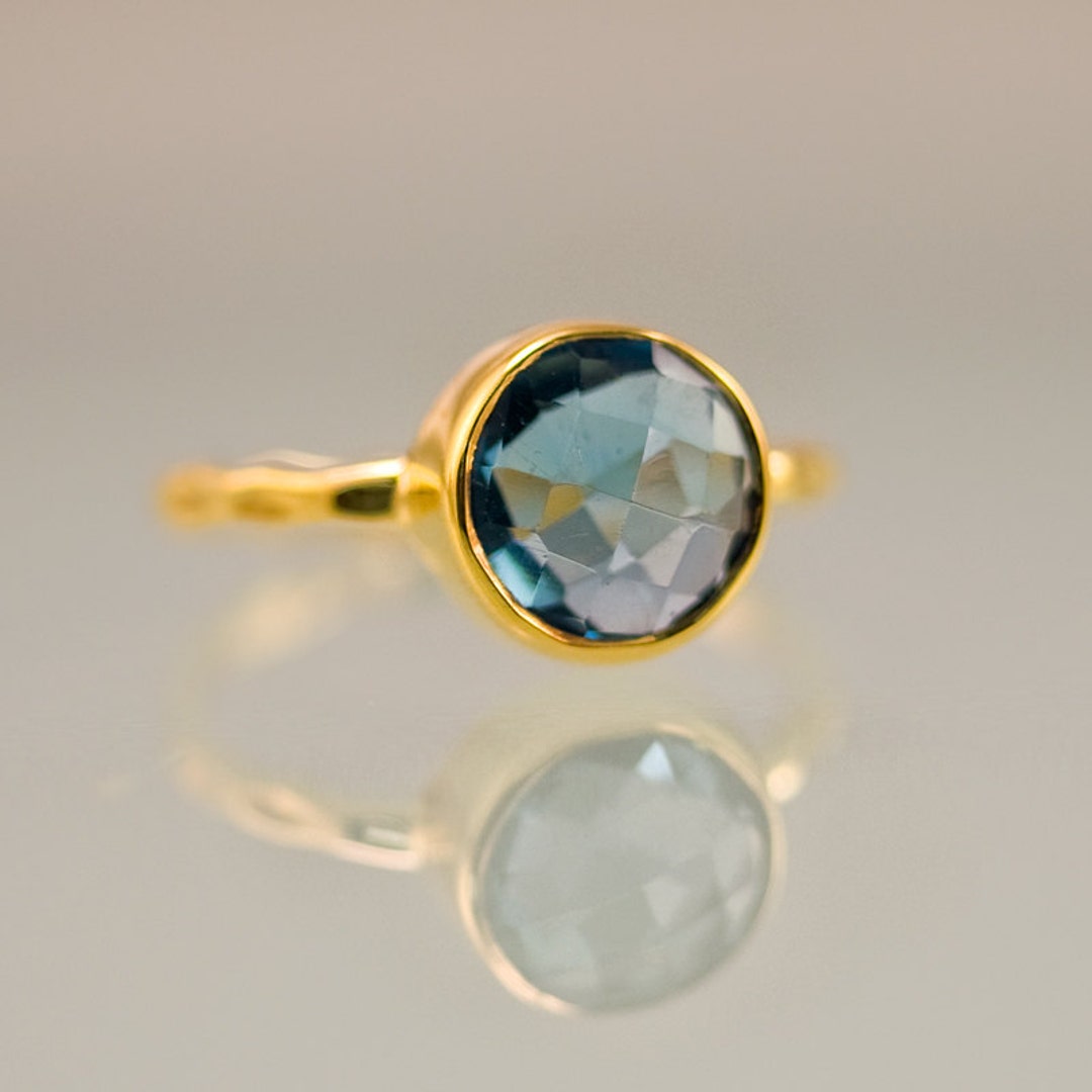 London Blue Topaz Ring Gold - December Birthstone Ring - Solitaire Ring ...